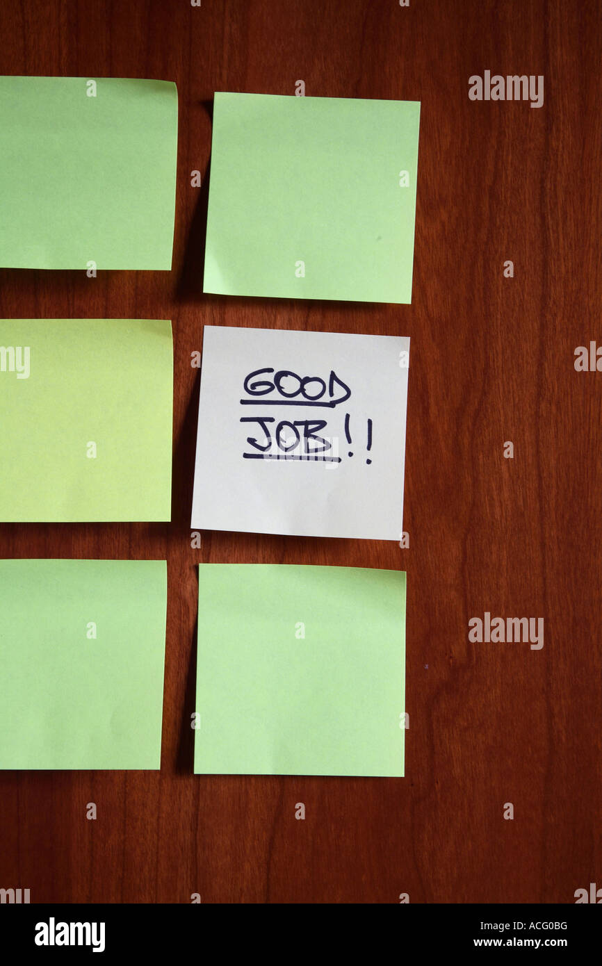 good job ! written on a post it memo note Stock Photo - Alamy