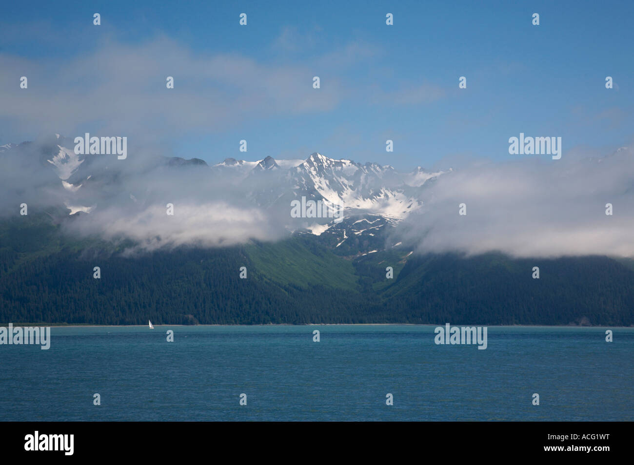 Sailboat in Resurrection Bay on the Kenai Peninsula off Seward Alaska ...