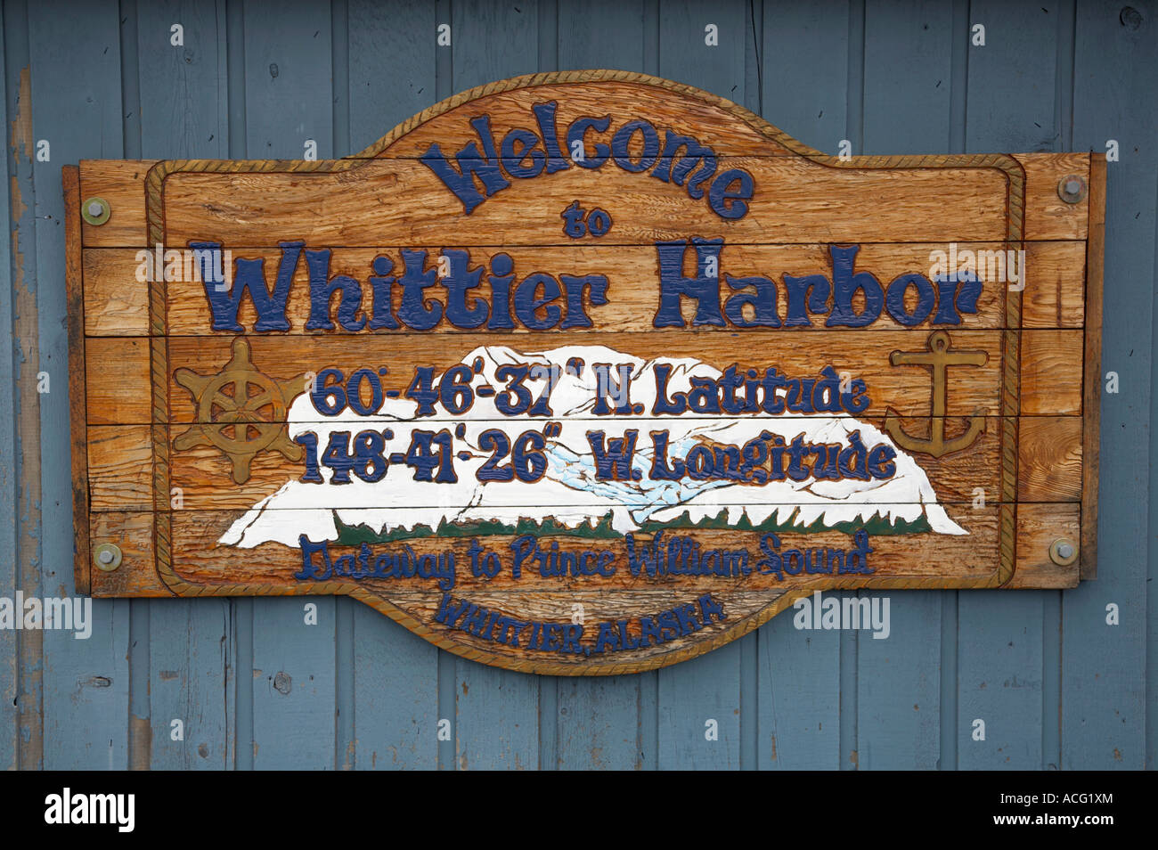 Whittier Harbor sign Alaska Stock Photo - Alamy