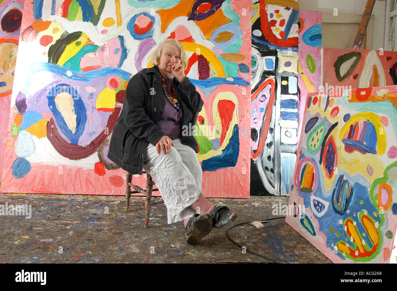 Artist Gillian Ayres at home in Gooseham Cornwall Gillian lost pieces ...