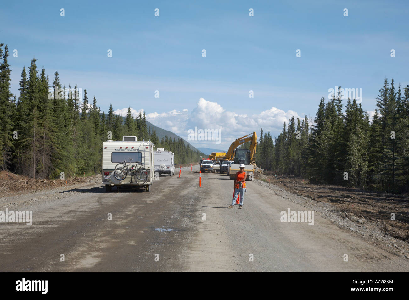 Road construction on the Glenn Highway Alaska Stock Photo - Alamy