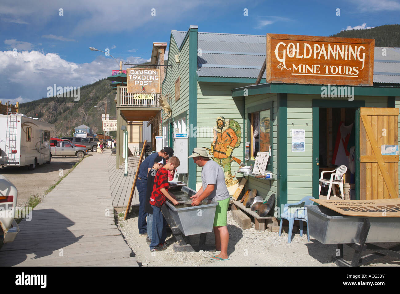Historic Dawson City in the Yukon Territory of Canada at the junction ...