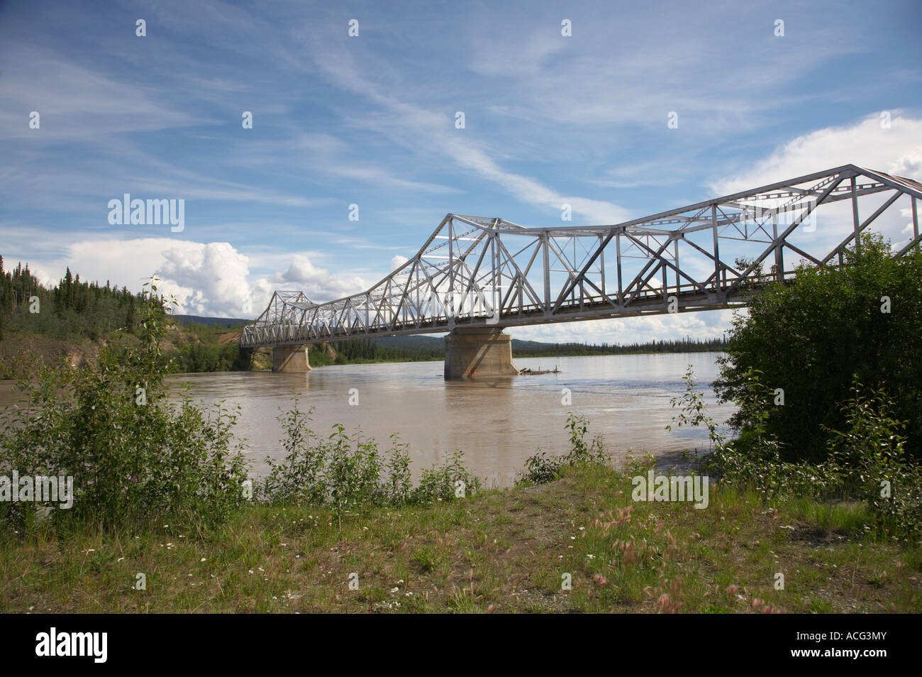Tanana River bridge at milepost 1303 of the Alaska Highway near Tok ...
