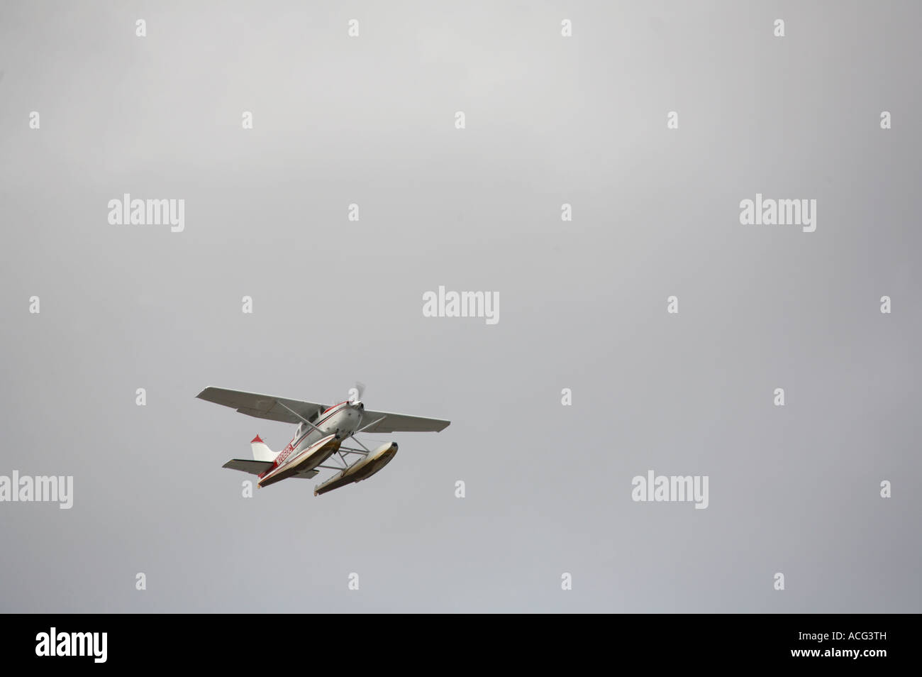 Alaskan single engine float plane heading for landing at Lake Hood in ...