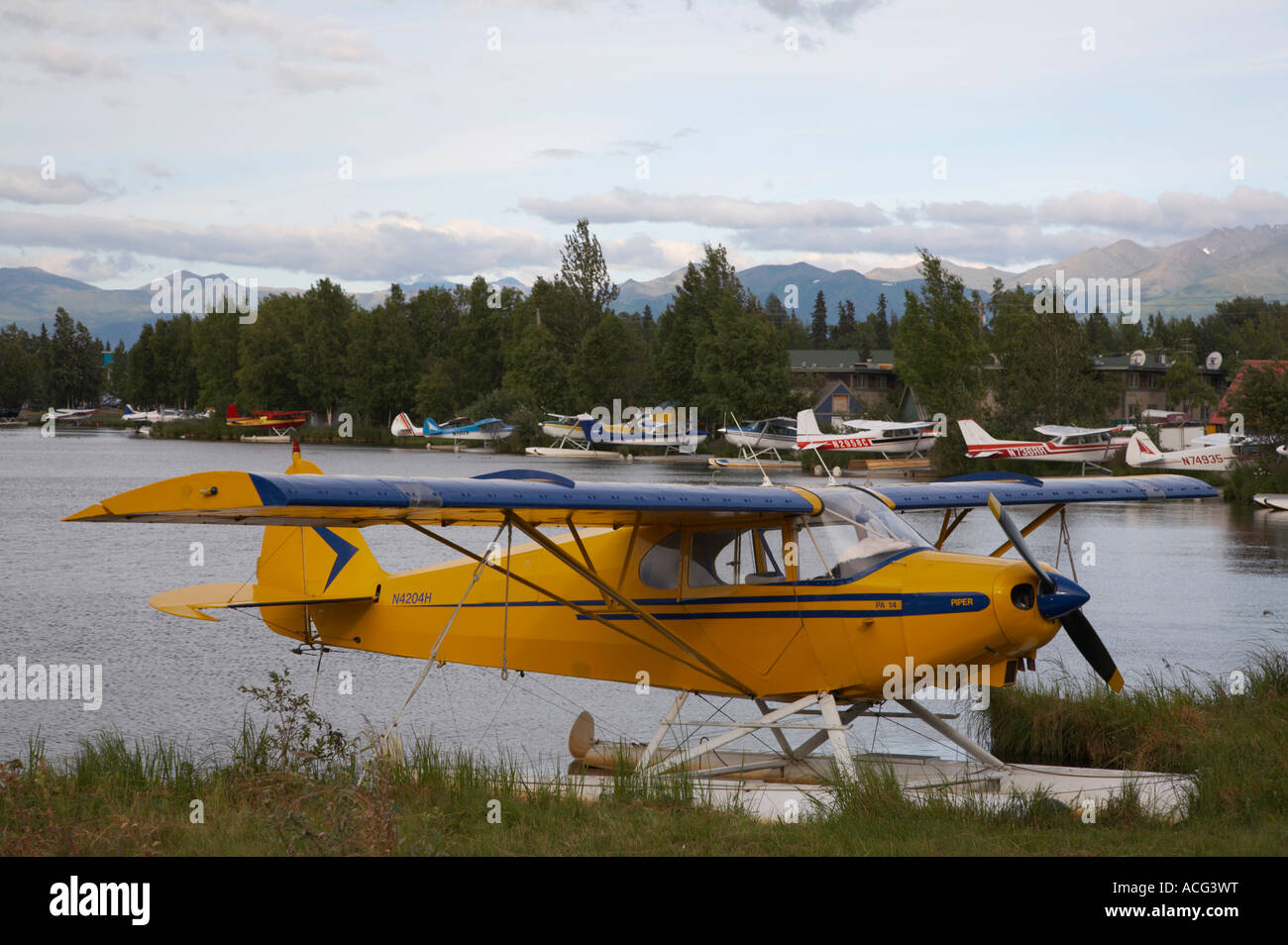 Seaplanes or float planes at Lake Hood in Anchorage Alaska Lake Hood is ...