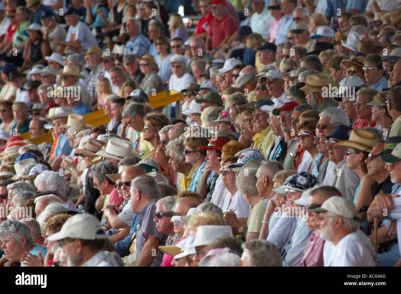 Spectators in grandstand Stock Photo - Alamy