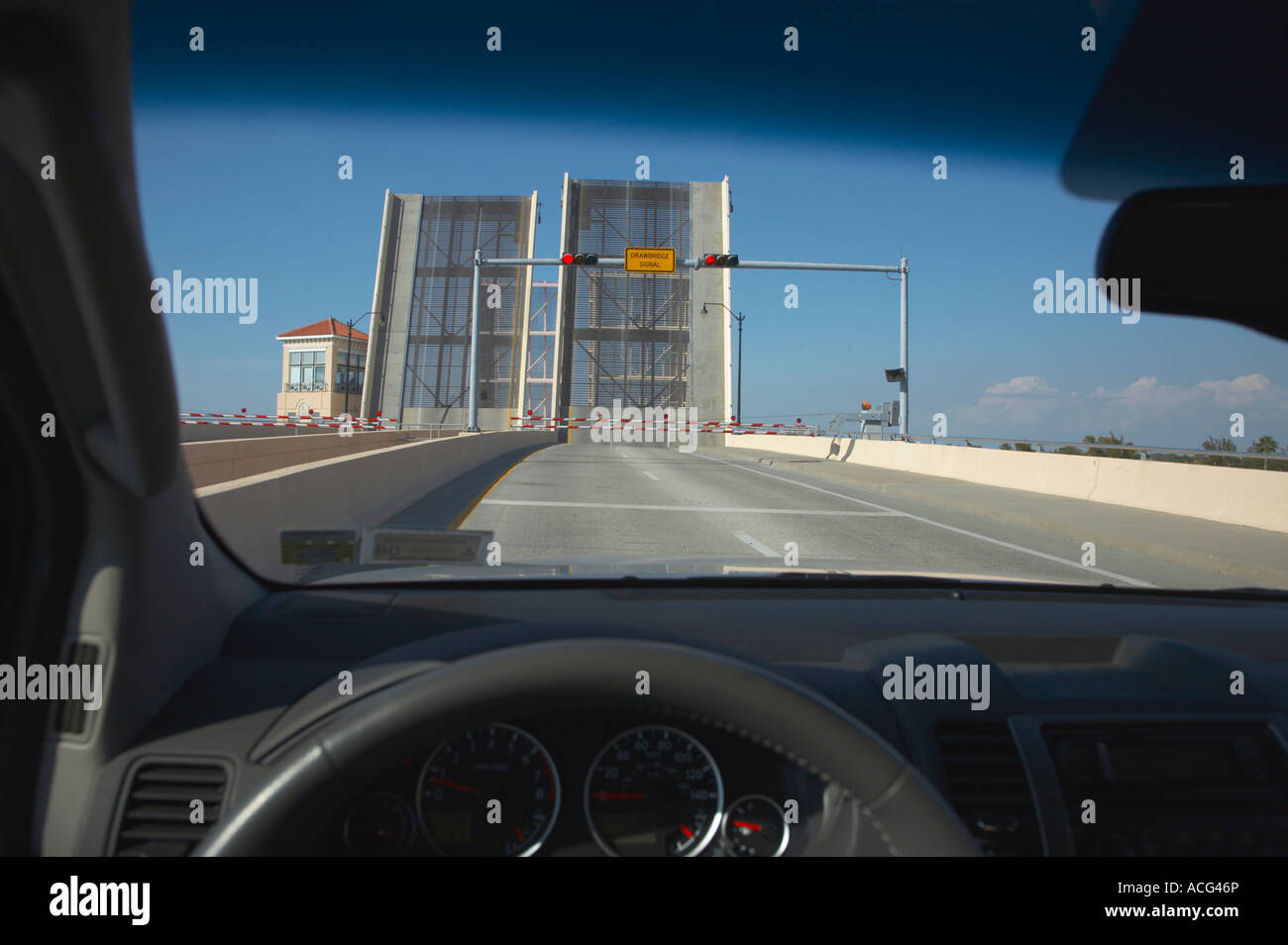 Open Lift bridge blocking traffic in Venice Florida Stock Photo - Alamy