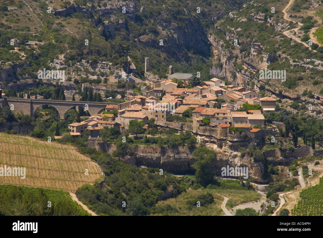 the Cathar village of Minerve Languedoc france still showing parts of ...