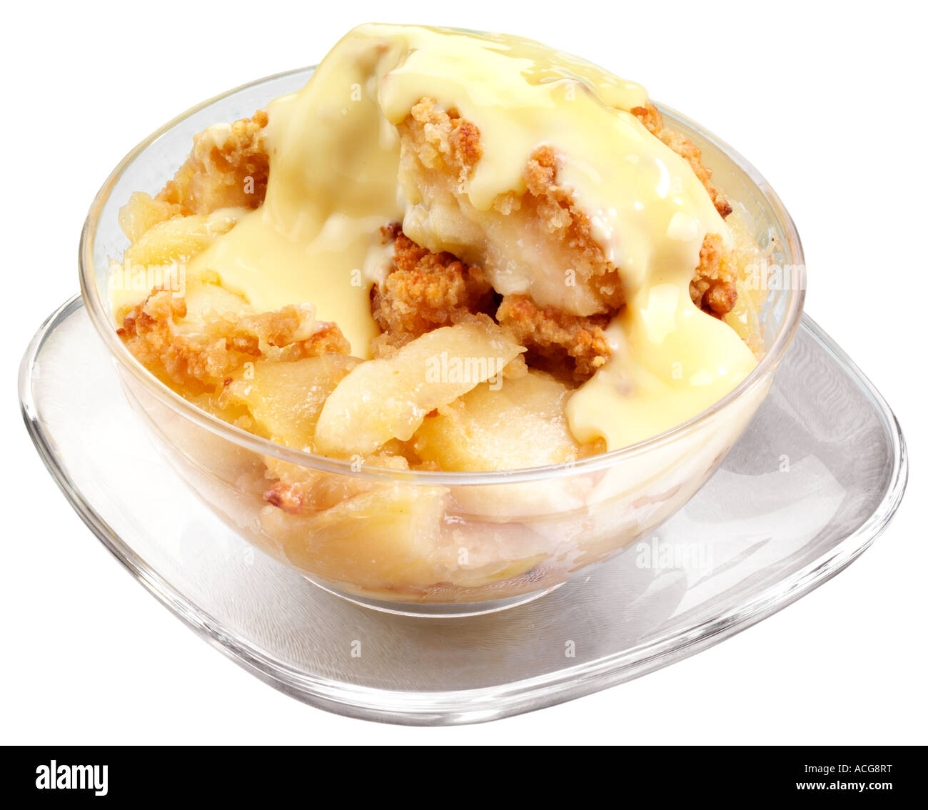 APPLE CRUMBLE AND CUSTARD CUT OUT Stock Photo - Alamy