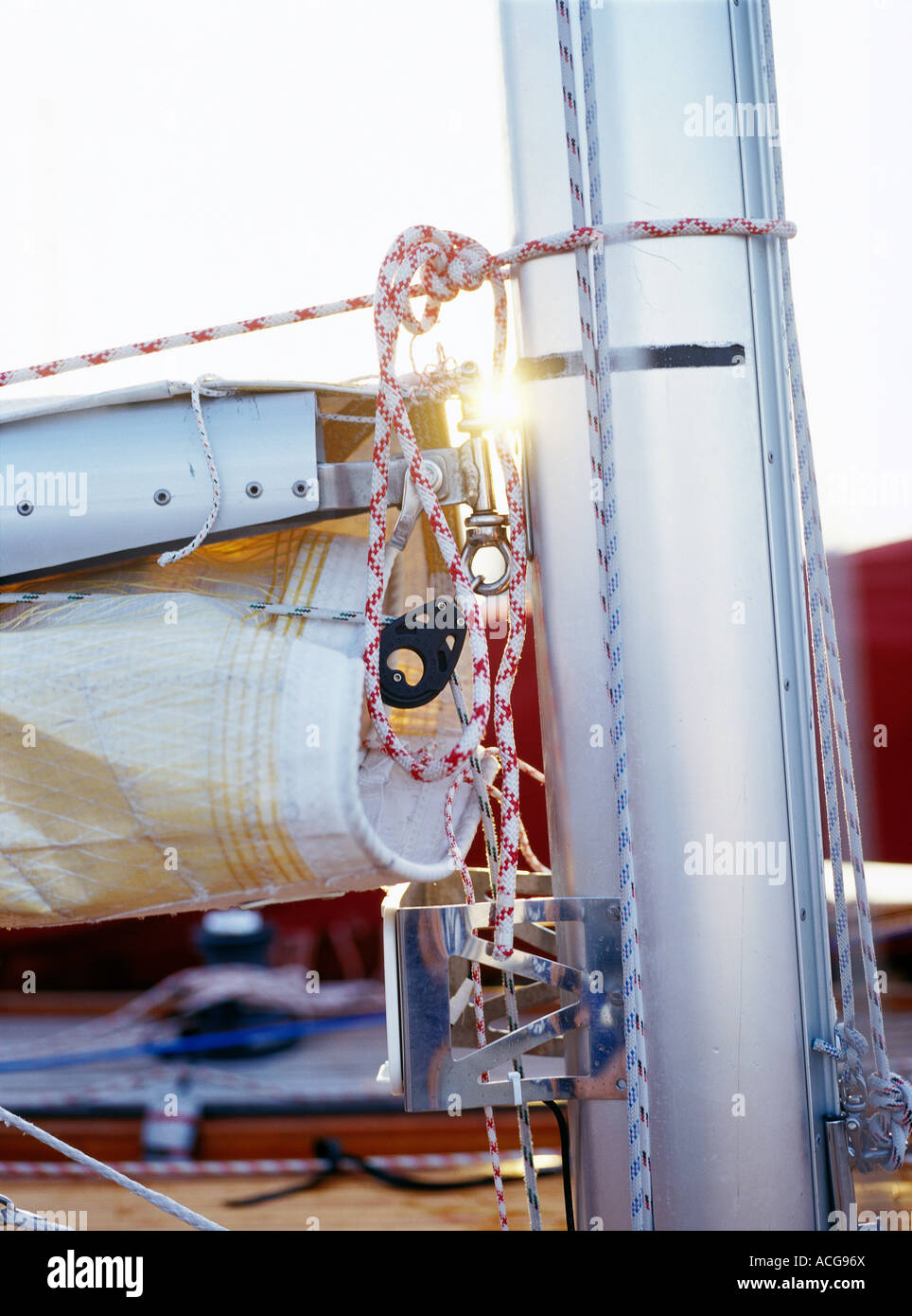 Detail of a mast on a boat Stock Photo - Alamy