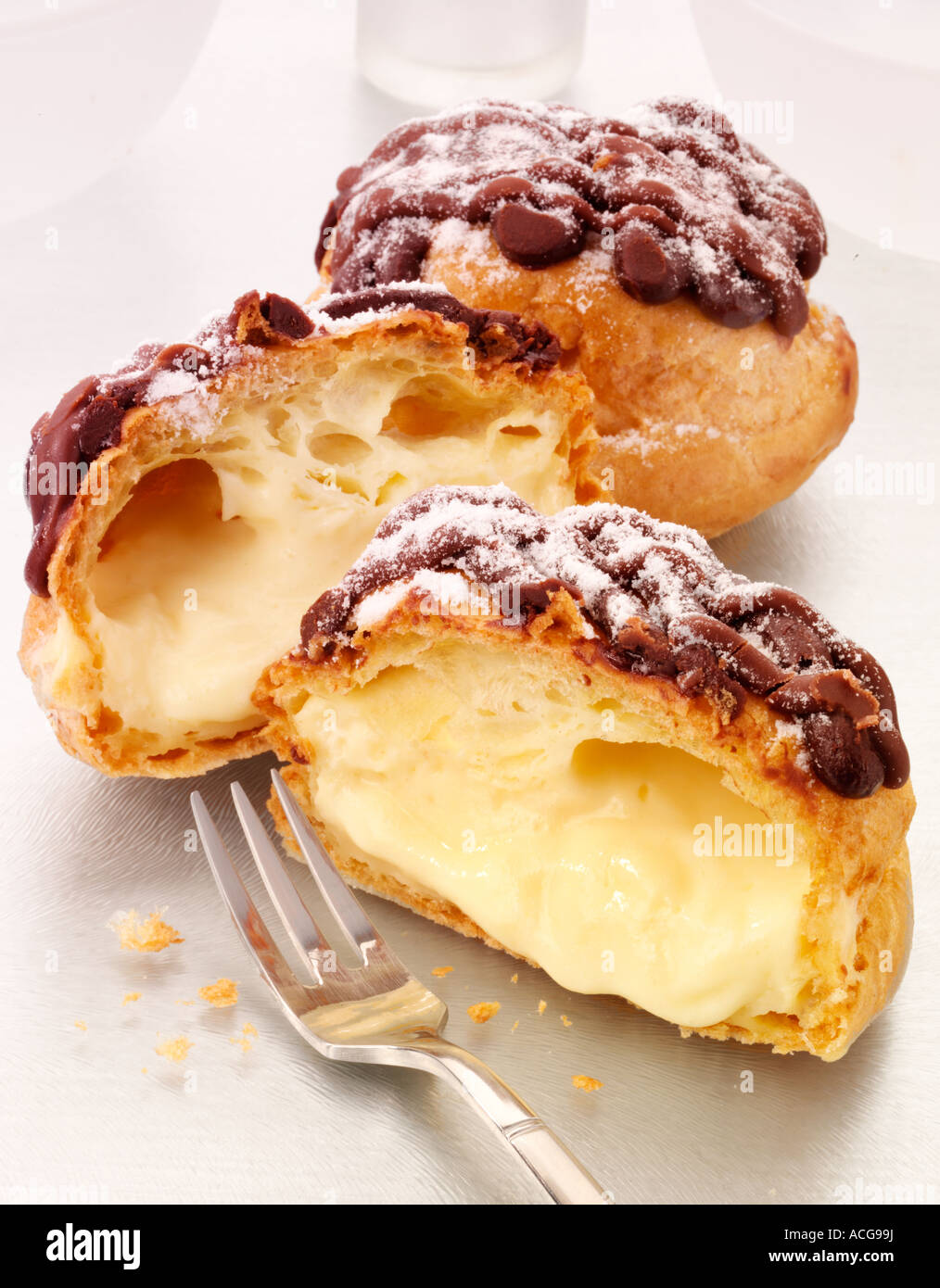 CUSTARD CHOUX BUN Stock Photo - Alamy