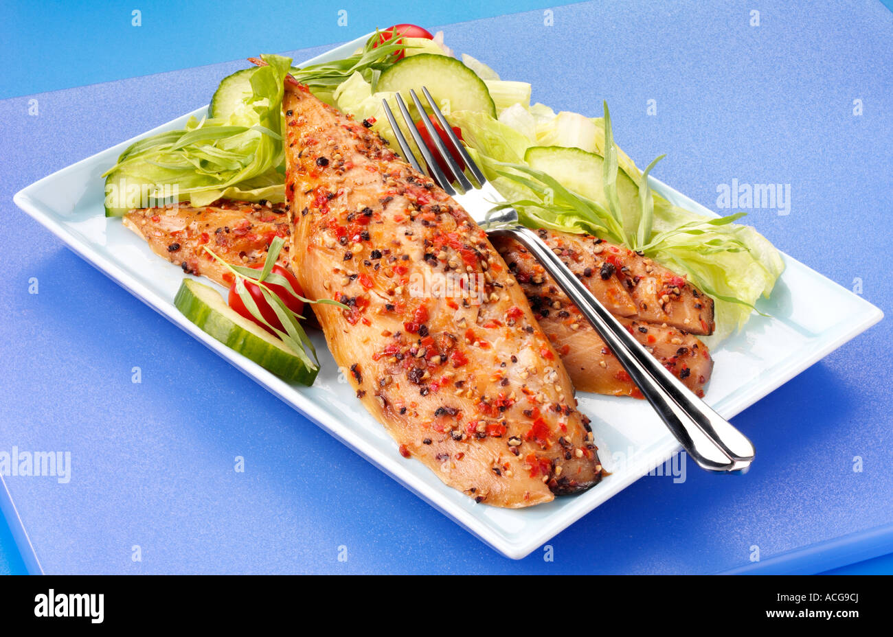 PEPPERED SMOKED MACKEREL Stock Photo - Alamy