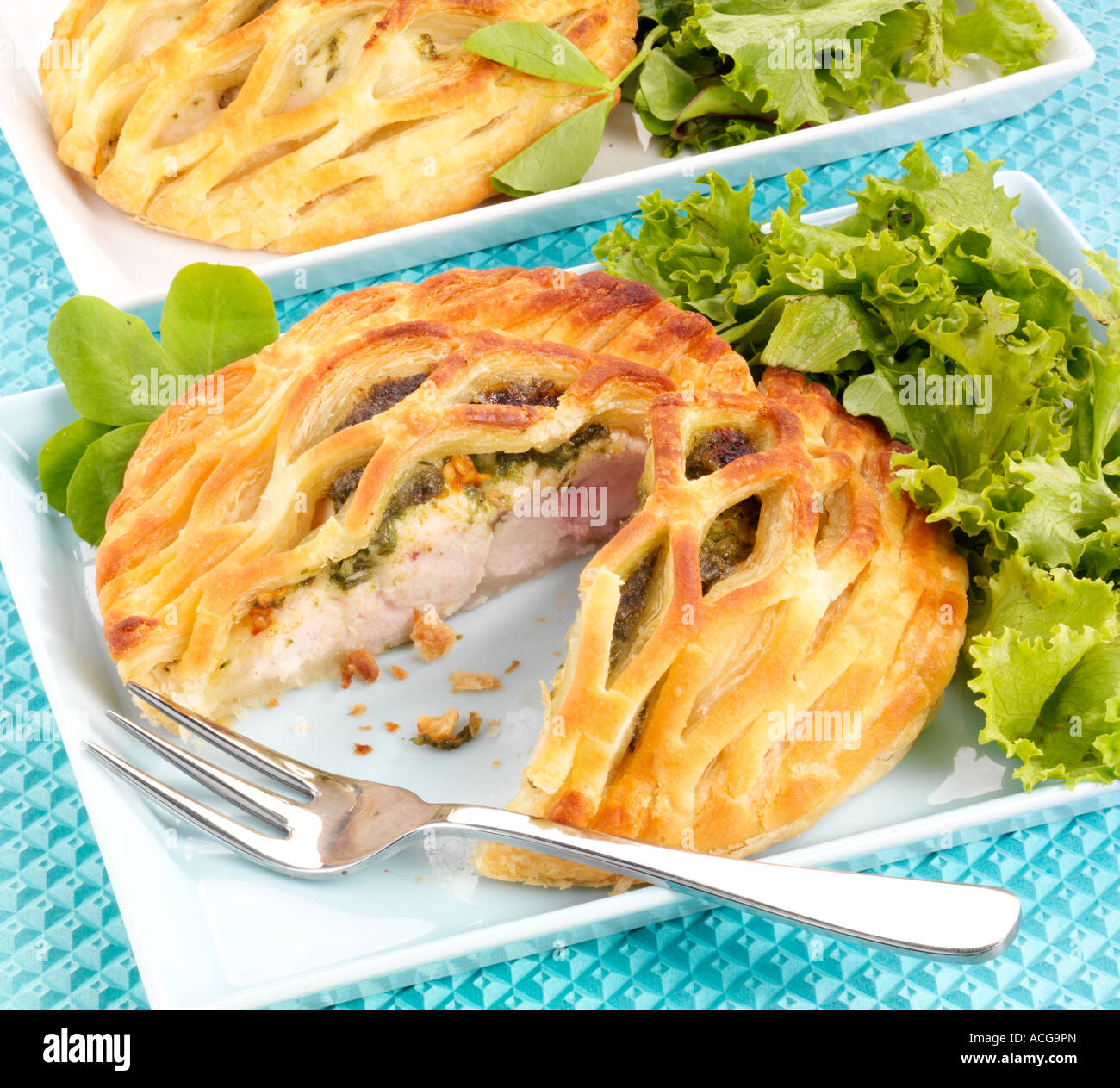 CHICKEN LATTICE EN CROUTE Stock Photo - Alamy