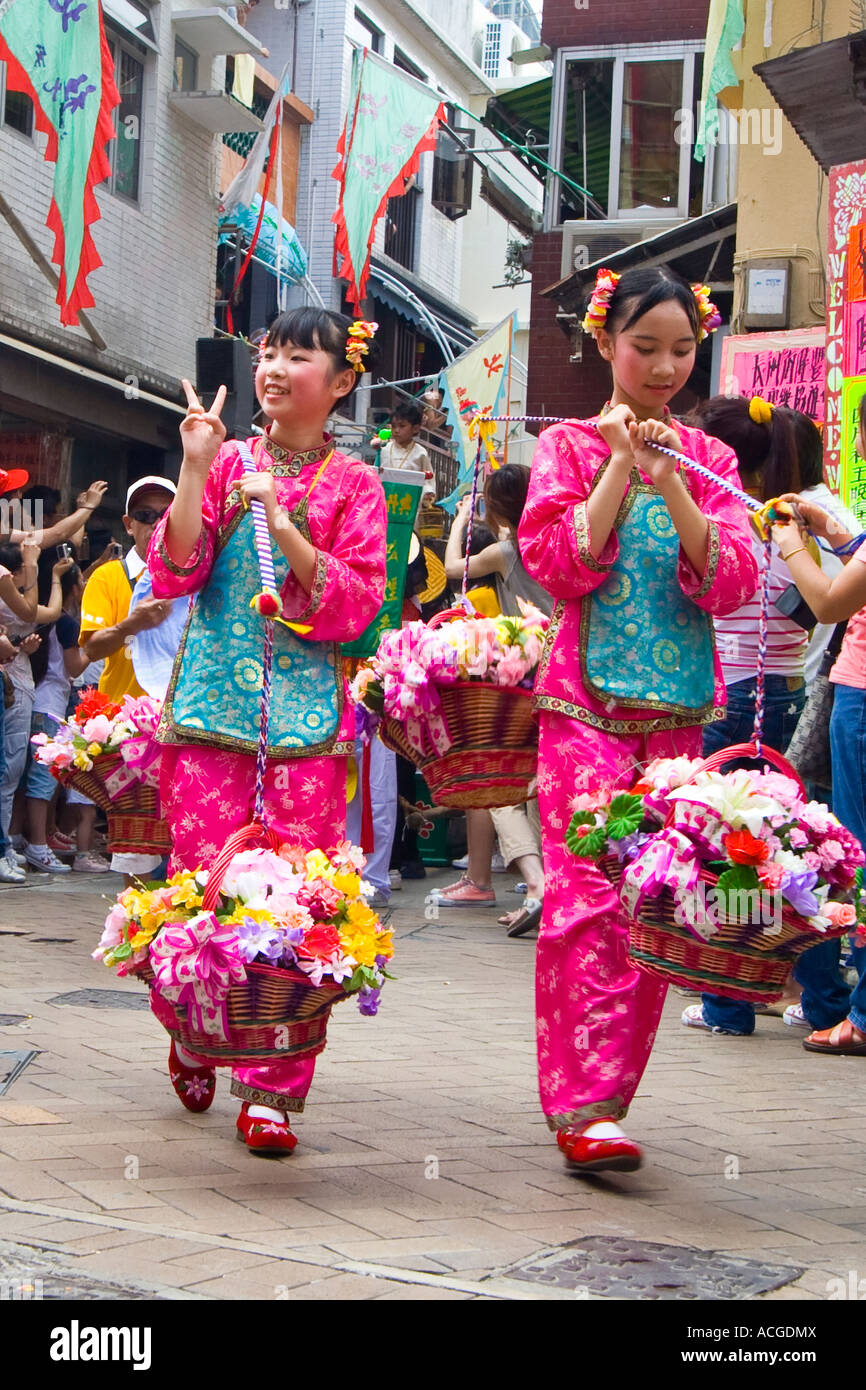Costumed Girls in Parade Cheung Chau Bun Festival Hong Kong China Stock ...