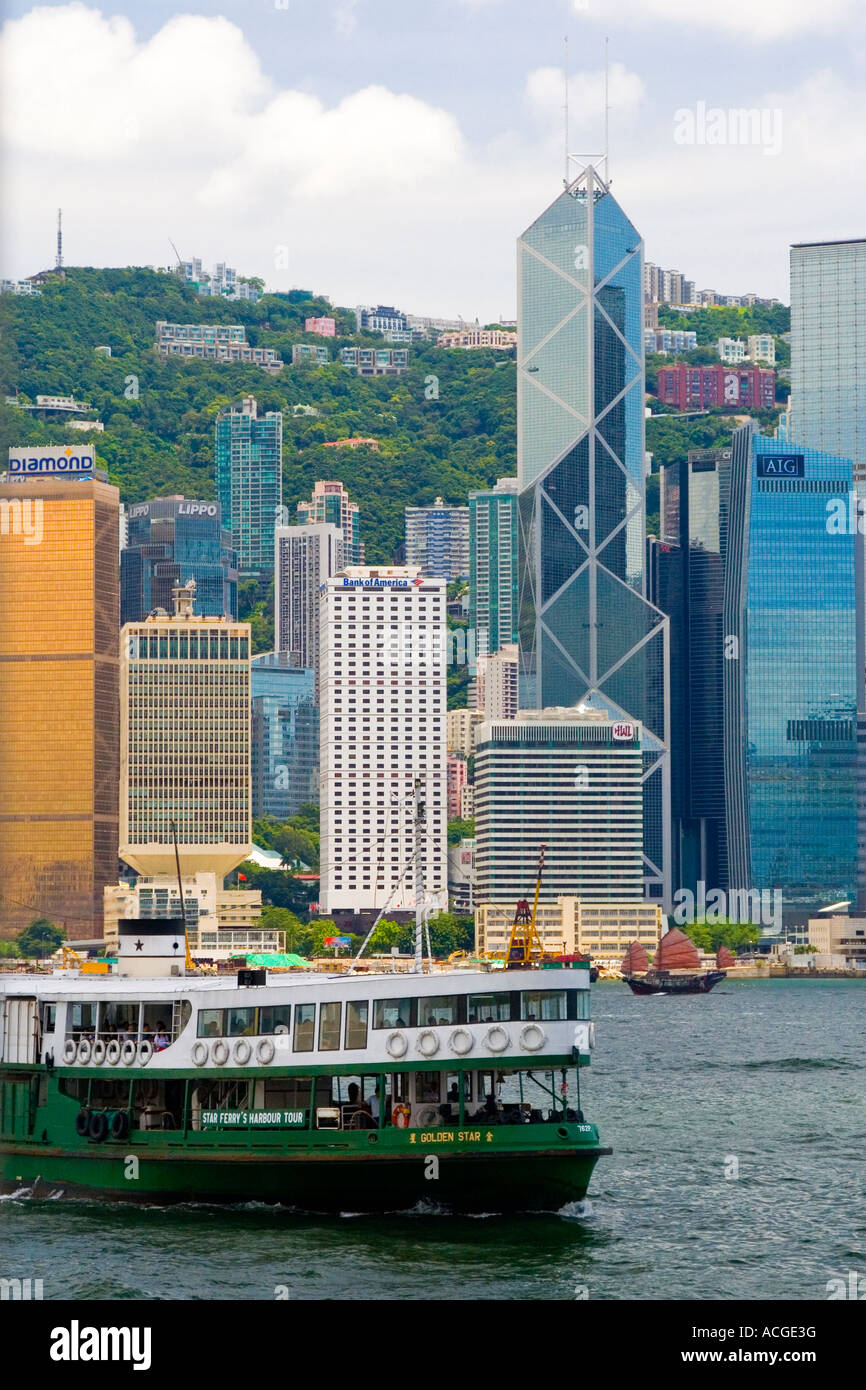 Star Ferry and Duk Ling Traditional Chinese Sailing Junk with Hong kong ...