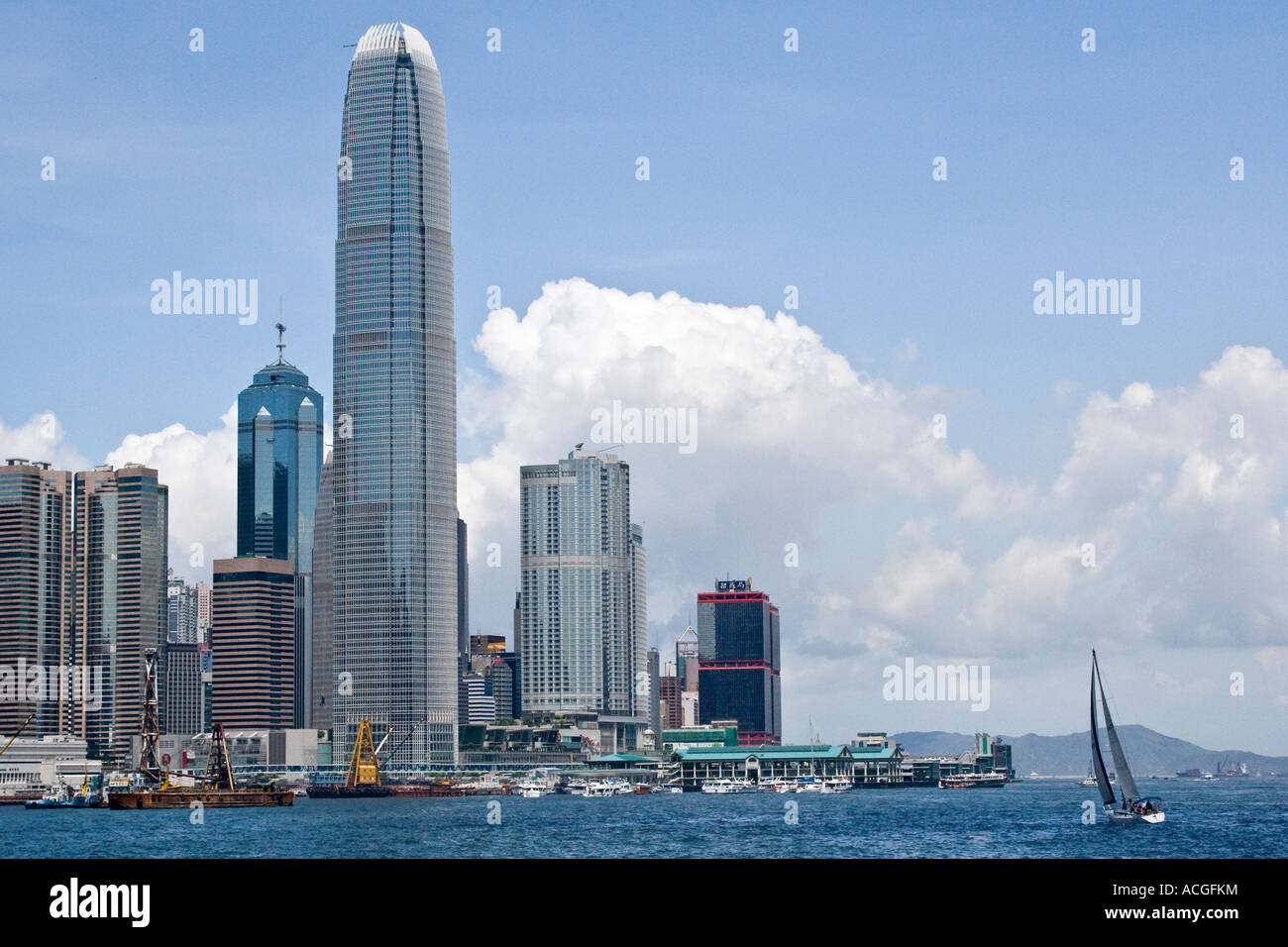IFC International Fincance Centre Sailboat Hong Kong Skyline Stock ...