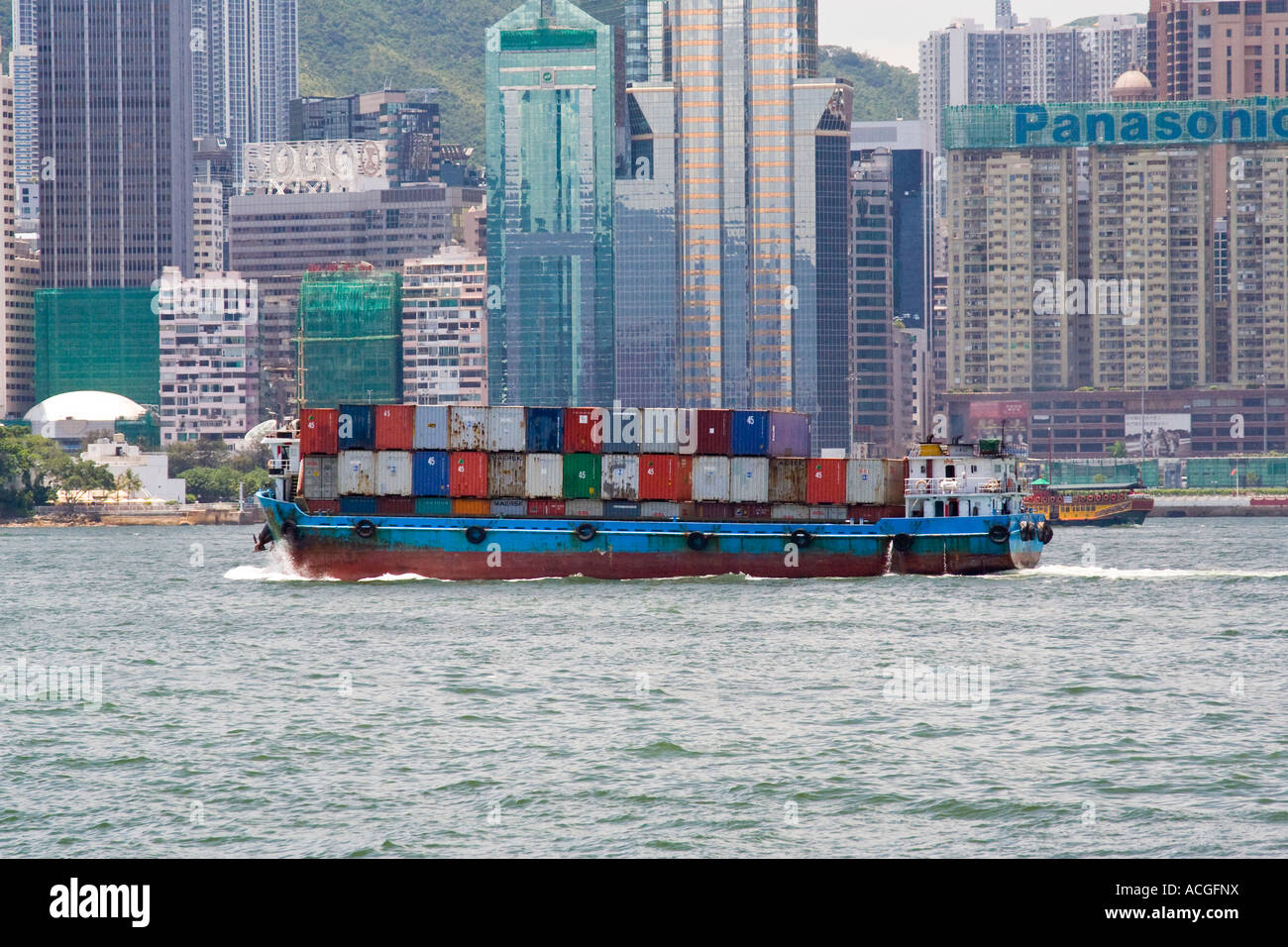 Ship Loaded with Shipping Containers in Victoria Harbour Hong Kong SAR ...