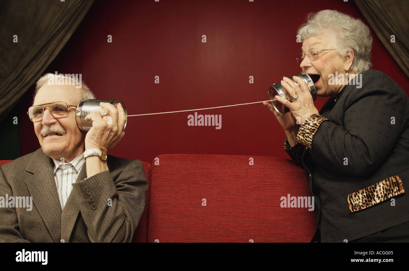 A senior couple trying to communicate Stock Photo - Alamy