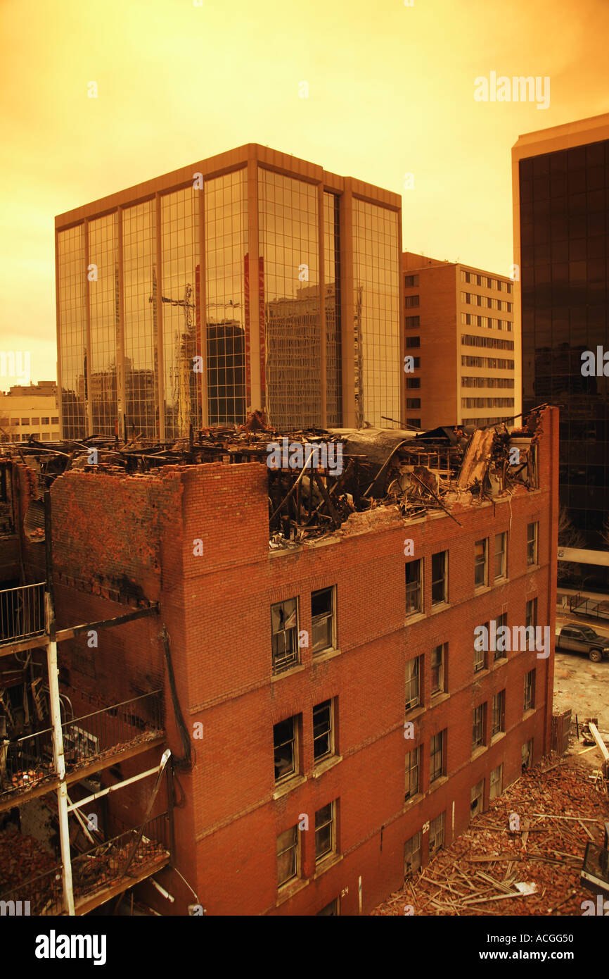 Demolition of a burned building Stock Photo - Alamy