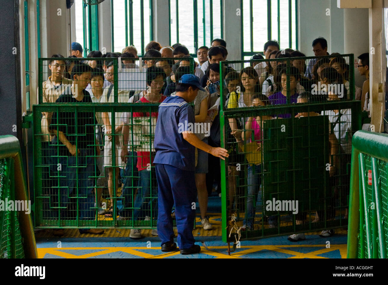 Gates Opening for Passengers onto the Ramp to the Star Ferry Central ...