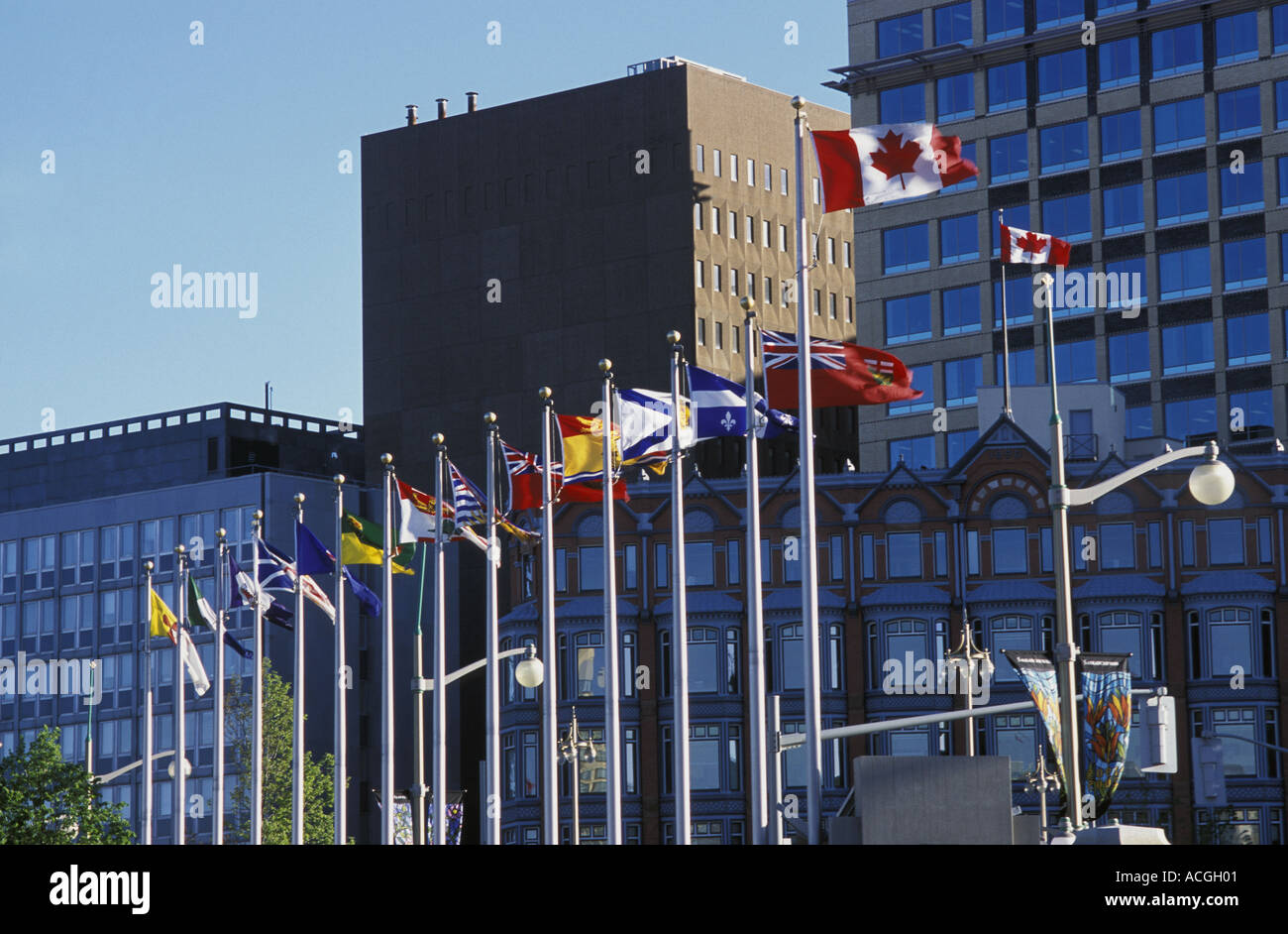 Flags flying outside large buildings Stock Photo - Alamy