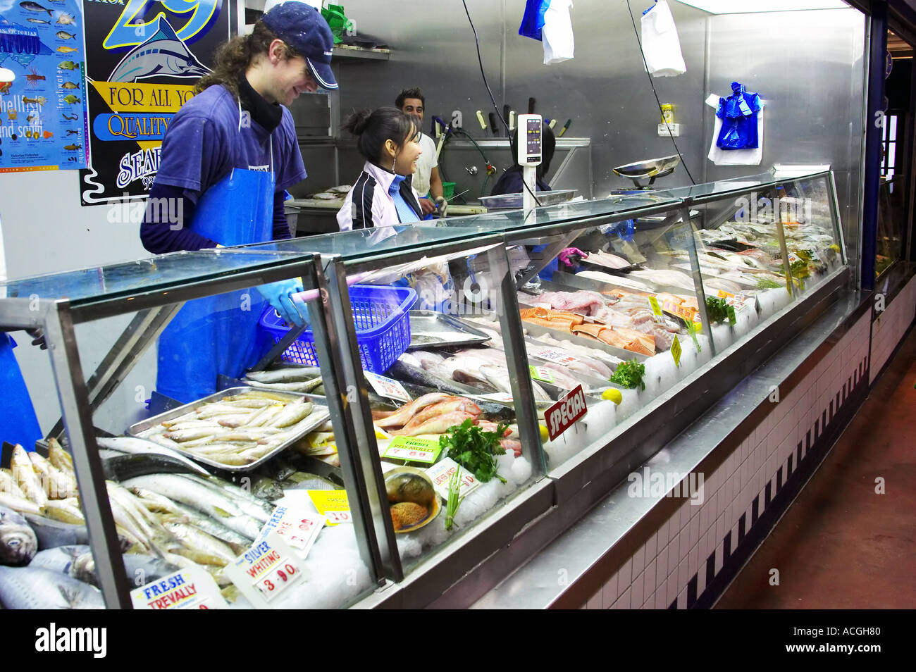Fishmonger Queen Victoria Market Melbourne Victoria Australia Stock ... Fishmonger Queen Victoria Market Melbourne Victoria Australia Stock ...