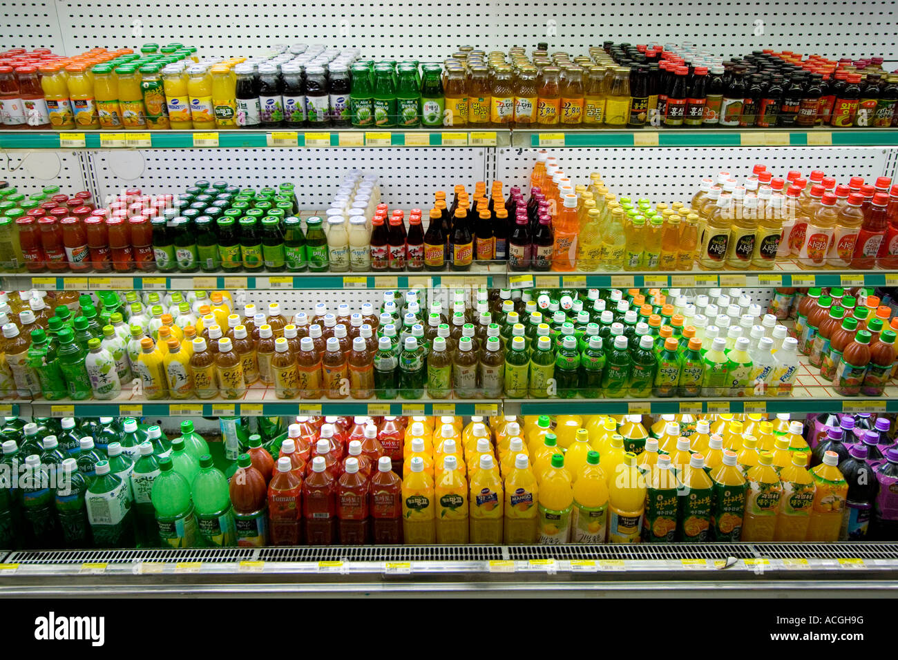Variety of Bottled Fruit Juices on the Shelf of a Grocery Store Seoul ...