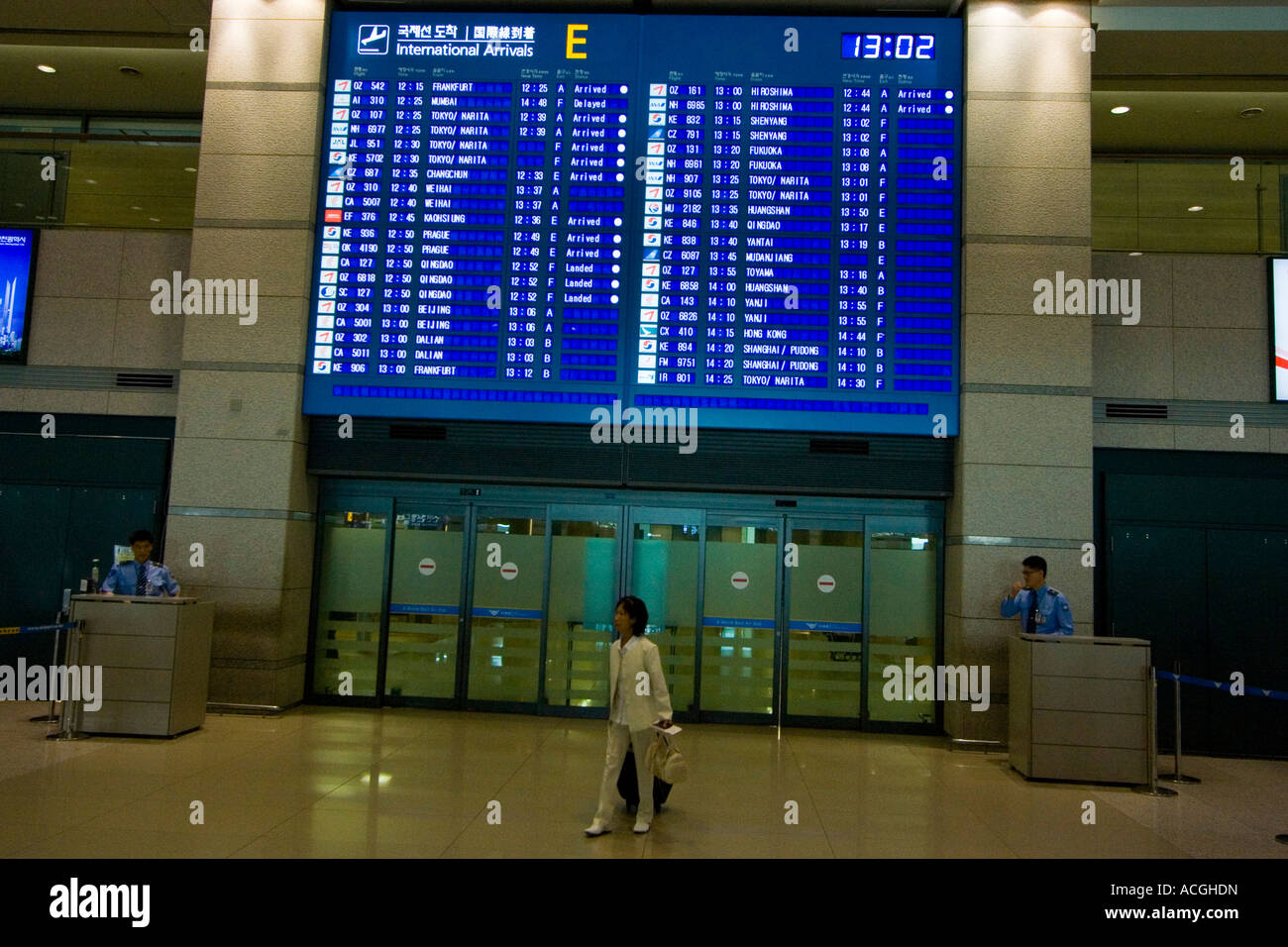 Passengers Enter Arriving Area under Arrivals Board Grand Incheon ...