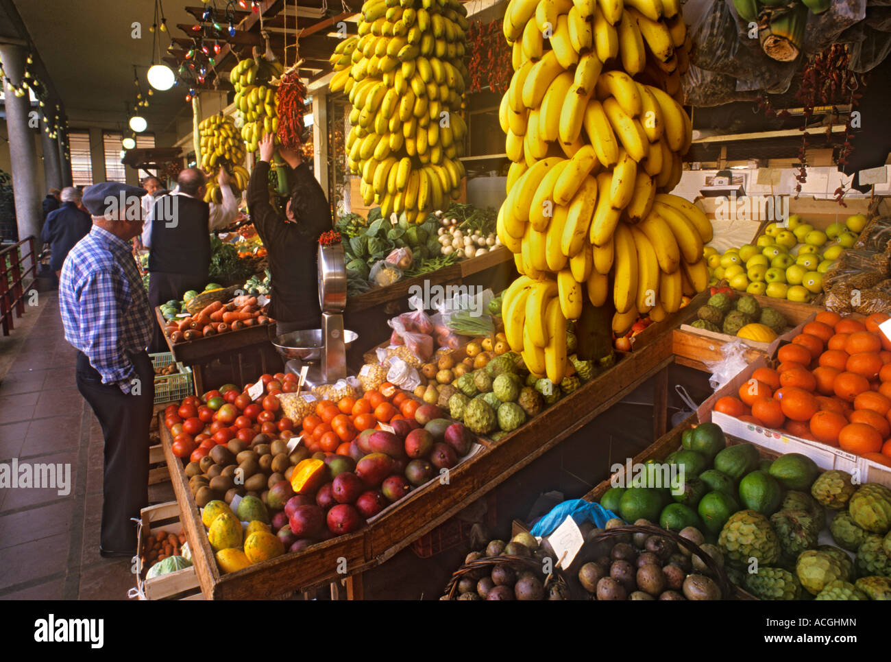 Funchal market fresh fruit and vegetable market stall in Funchal ...