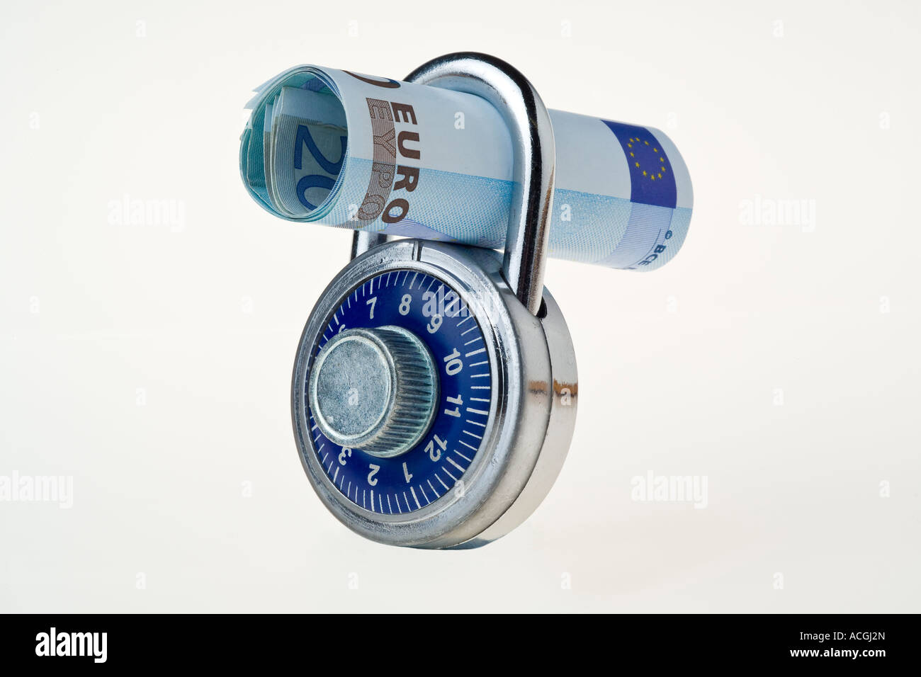 Simple rotary combination number padlock with 20 euro bank note Stock ...