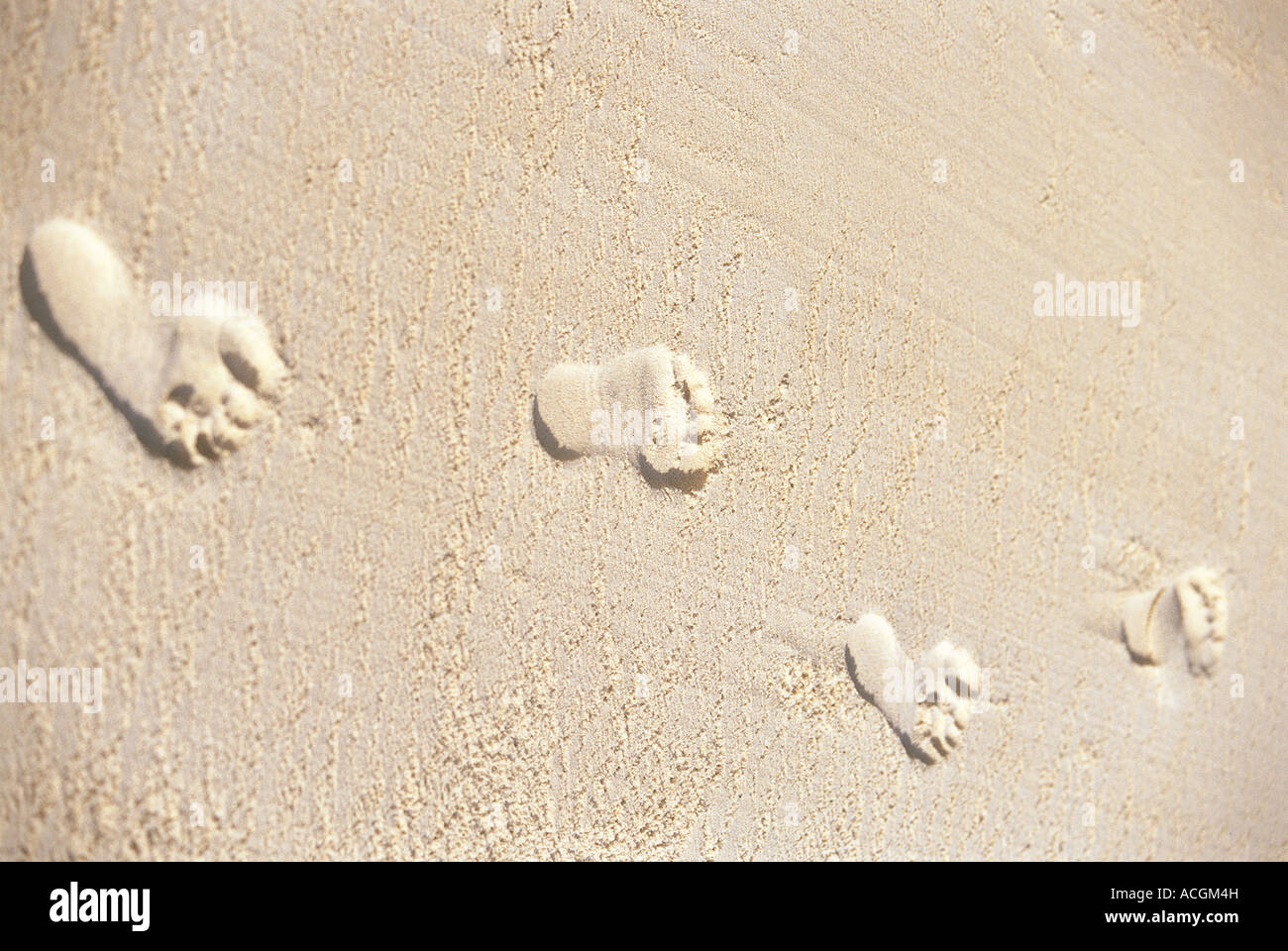 Close up on feet marks on the sand Stock Photo - Alamy
