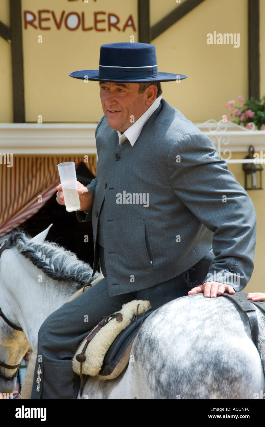 Man in Traditional Dress on horseback at the May Horse, Jerez de la ...