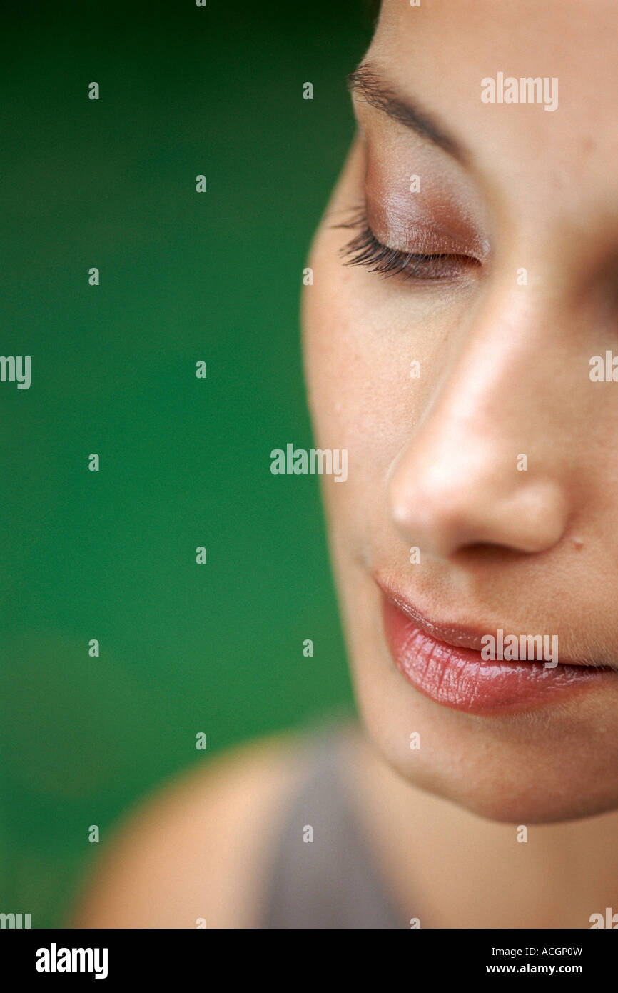 Close up on woman s face Stock Photo - Alamy