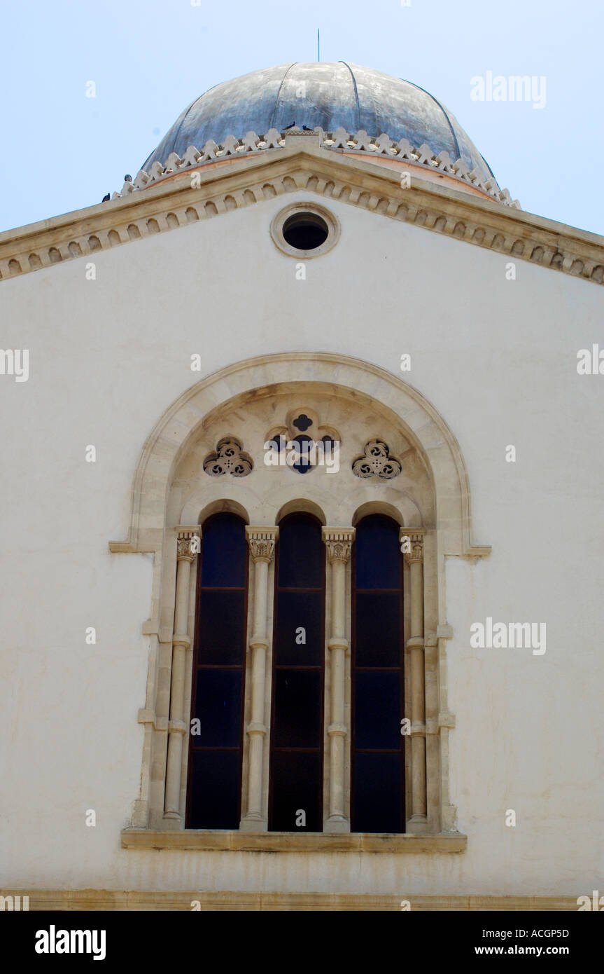 Arched Church Window Limassol Cyprus with dome in background Stock ...