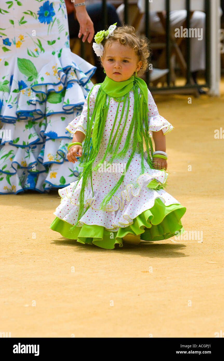Girl in typical Spanish dresses Traditional Dress at Jerez de la ...