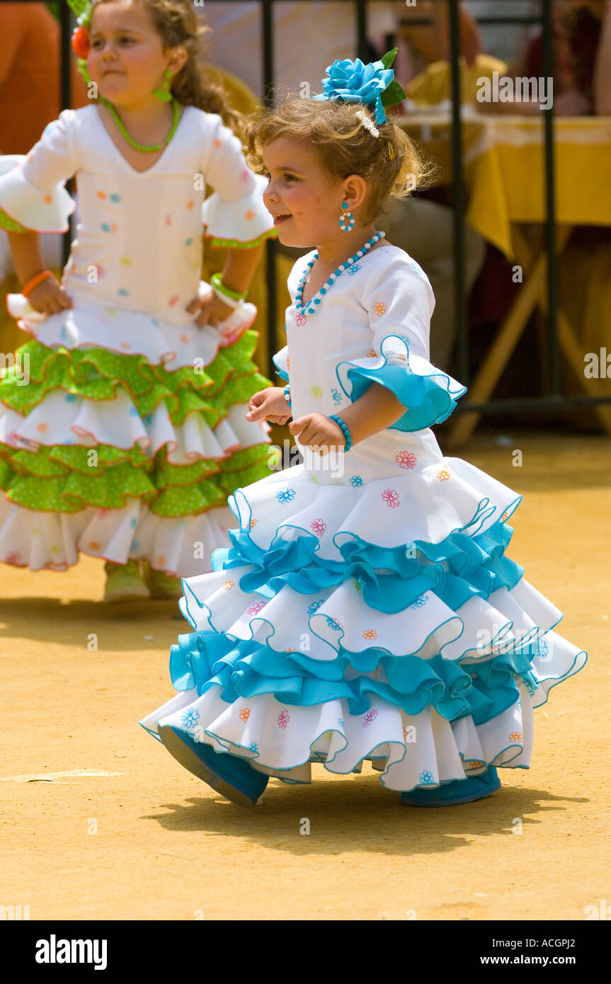 Girl in typical Spanish dresses Traditional Dress at Jerez de la ...