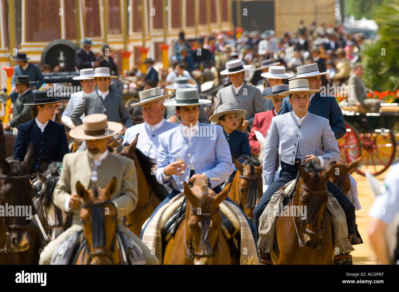 Men on horseback at Jerez de la Frontera Horse fair in Traditional ...