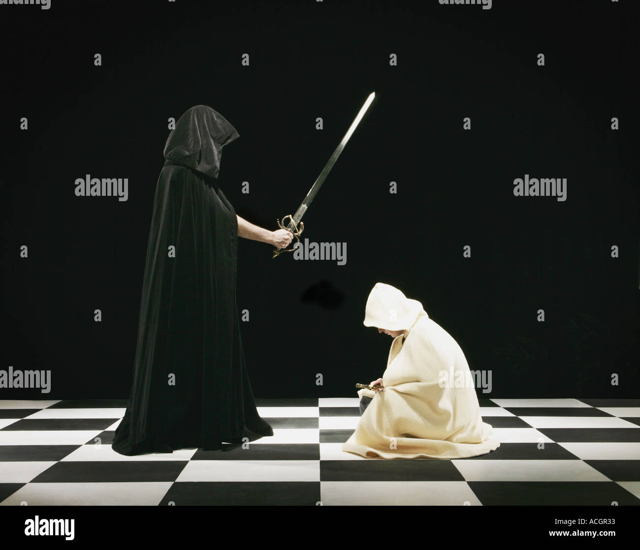 Black and white knights Stock Photo - Alamy