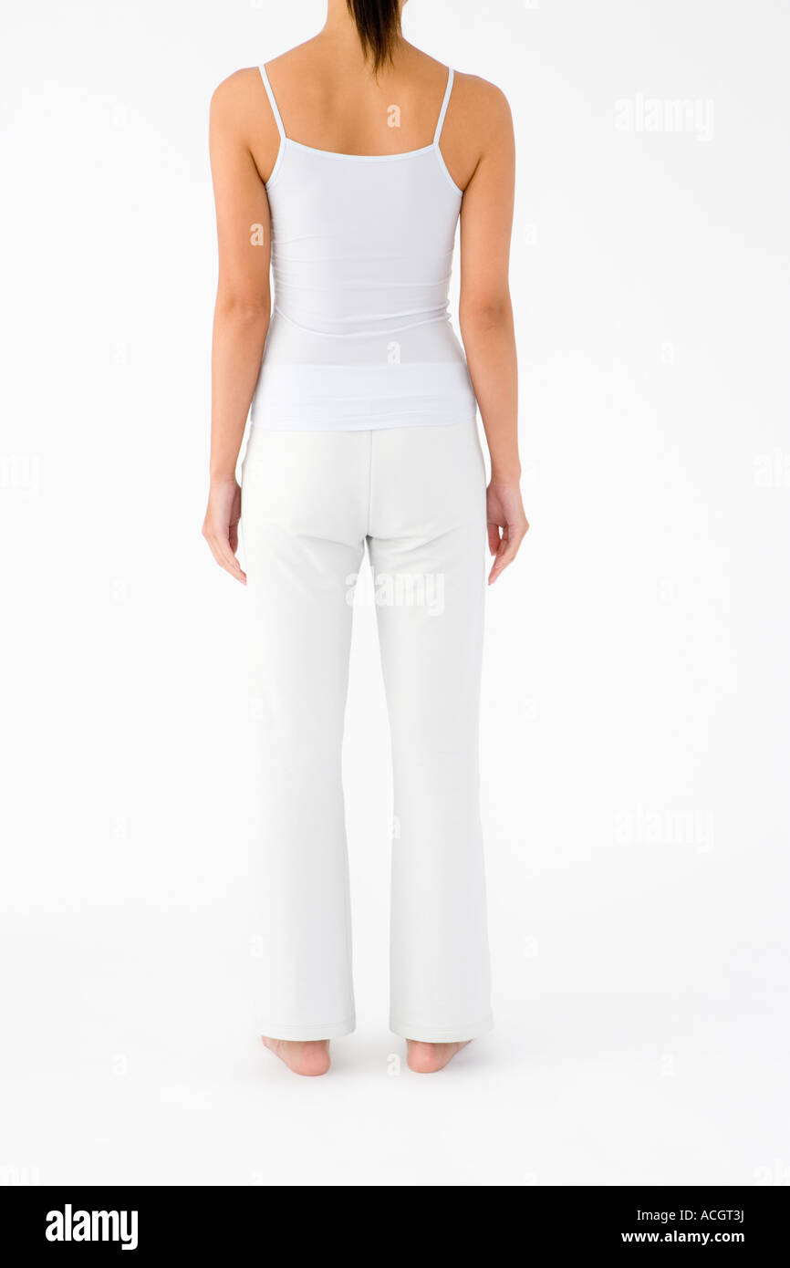 Woman standing rear view Stock Photo - Alamy