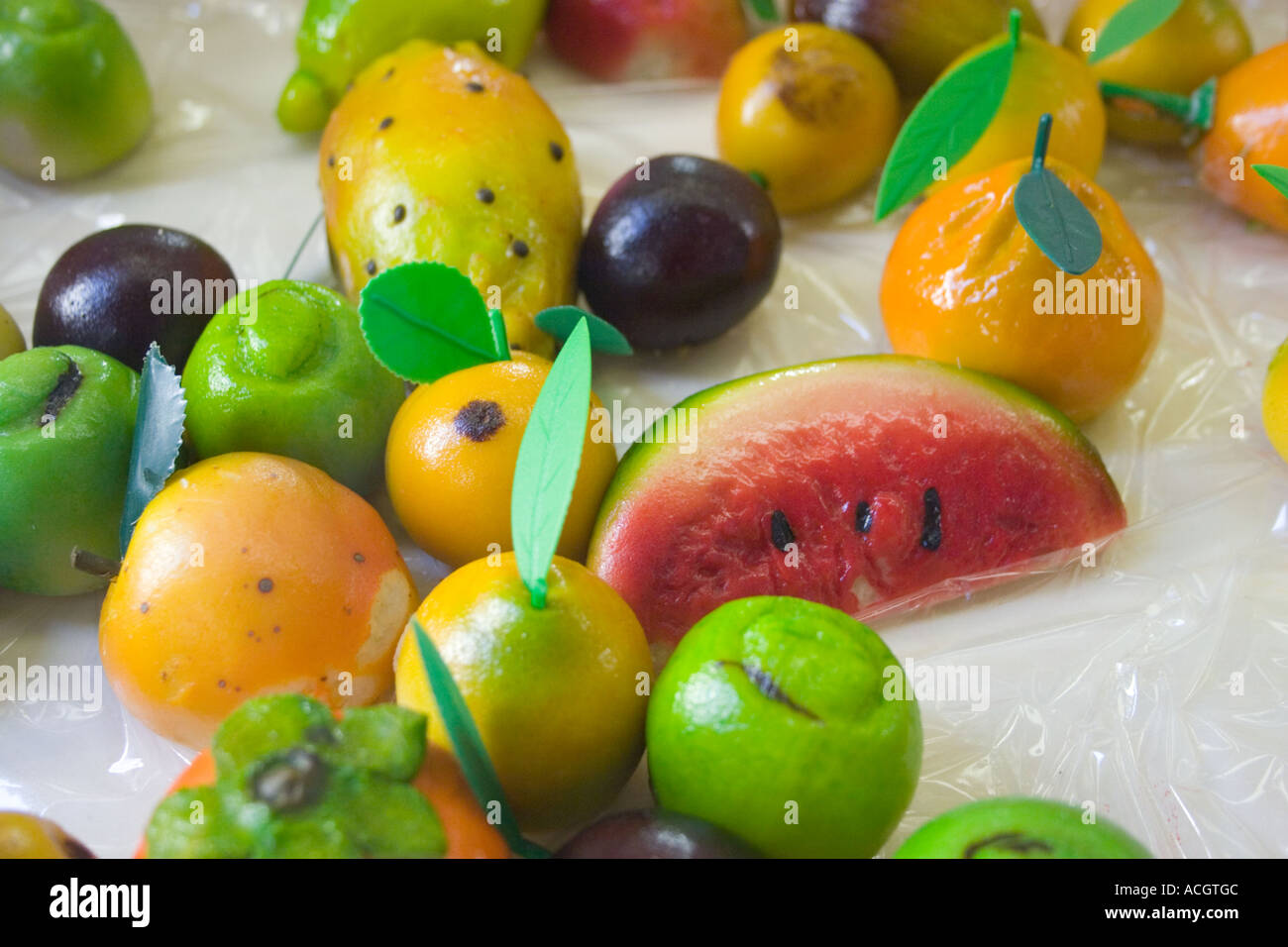 selection of fruit shaped marzipan sweets Stock Photo - Alamy