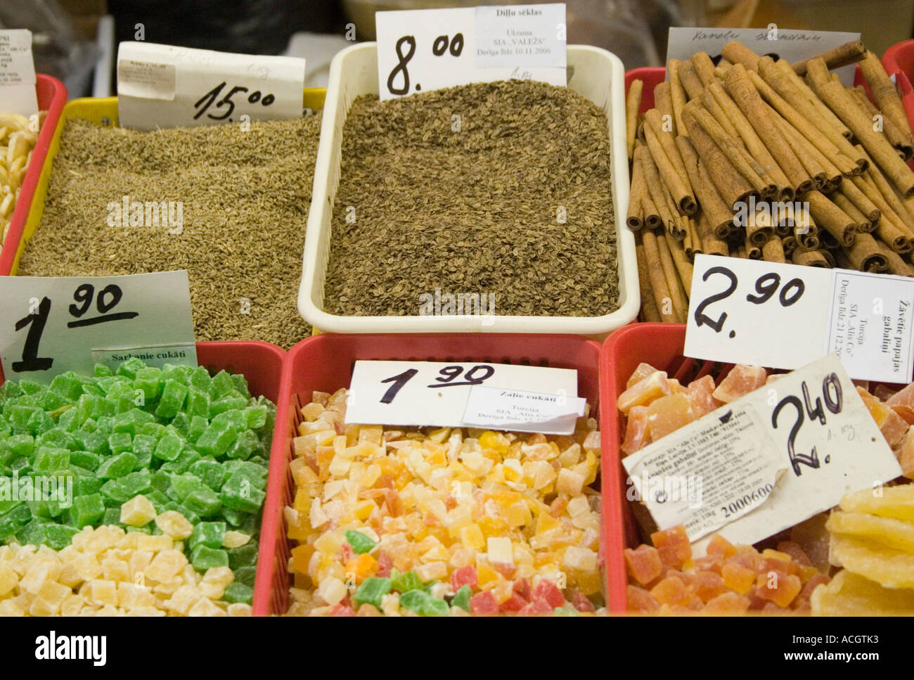 Spice stall Inside central market centratirgus Riga Latvia Stock Photo ...