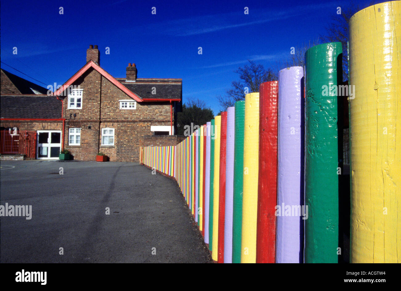Colourful Fence, Great Sankey Primary School Playground, Warrington ...