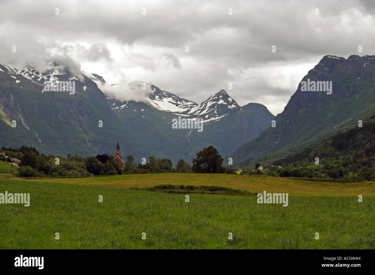 View of the valley of Olden, Norway Stock Photo - Alamy