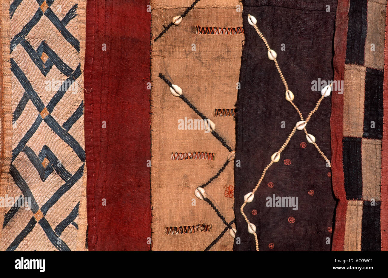 A selection of woven raffia textile from The Democratic Republic of ...