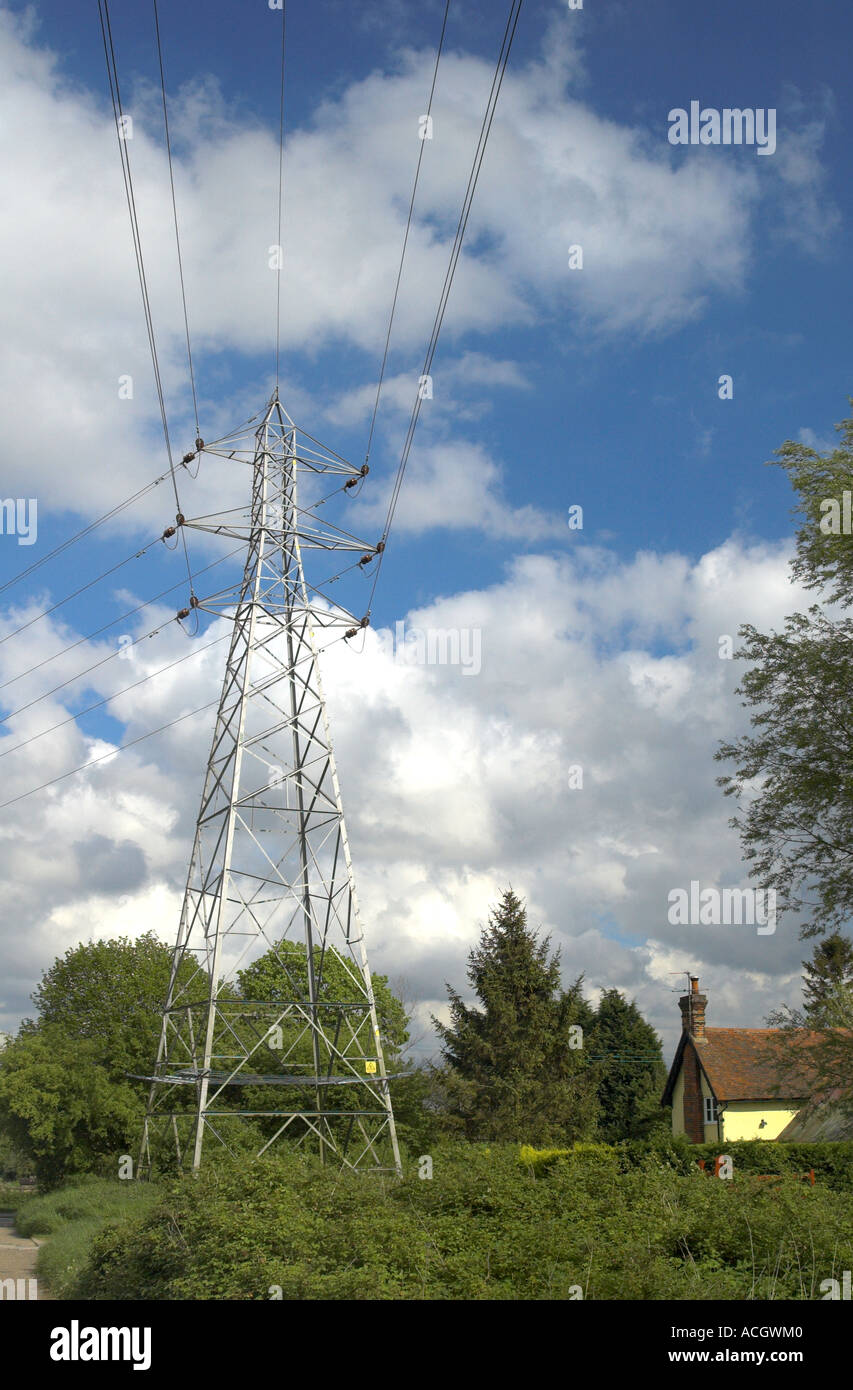 Pylon in pretty Essex countryside Stock Photo - Alamy