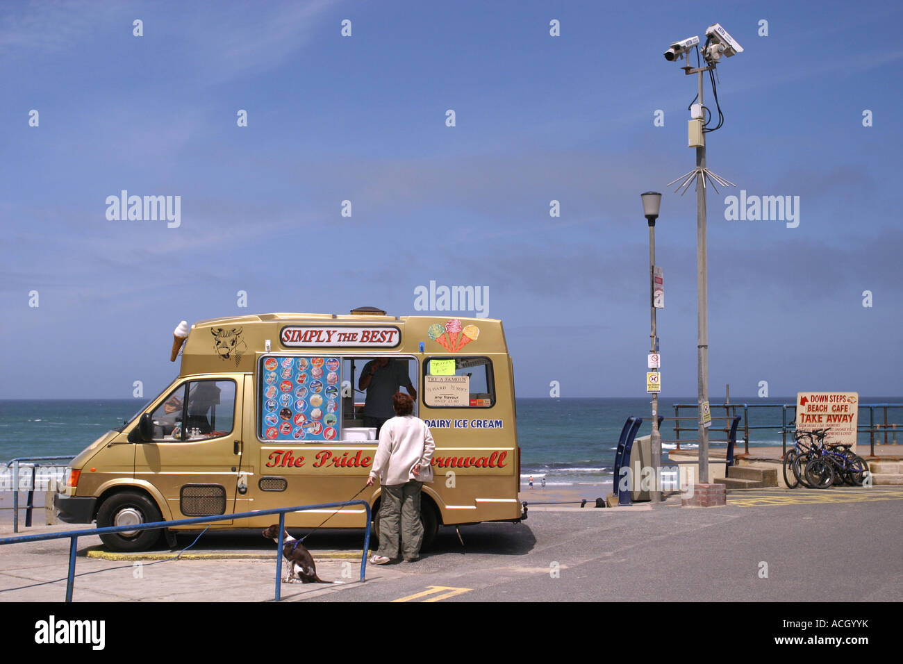 Ice cream van private car park Portreath Cornwall UK Stock Photo - Alamy
