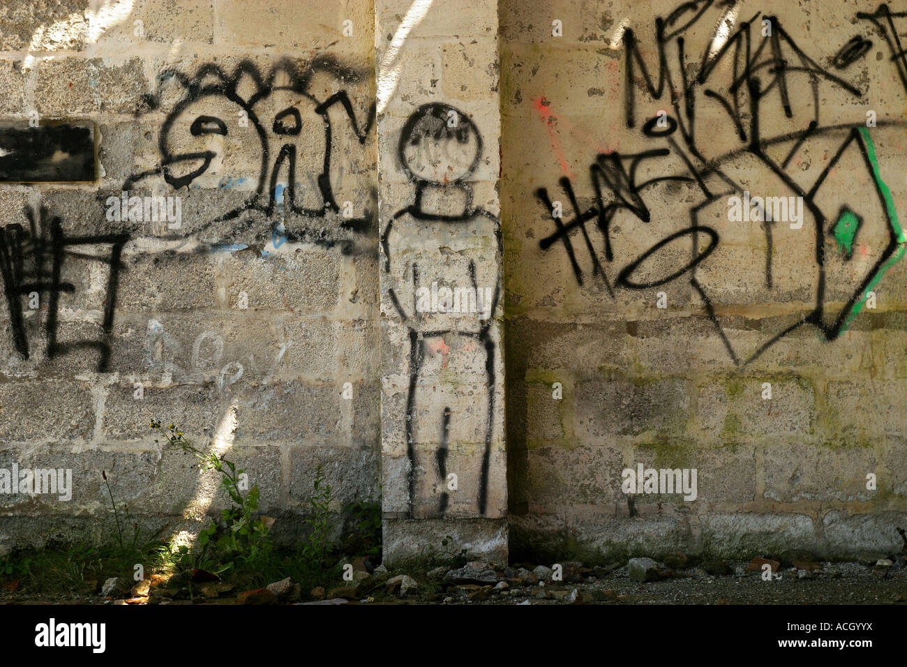 Graffiti in disused shed Cornwall UK Stock Photo - Alamy