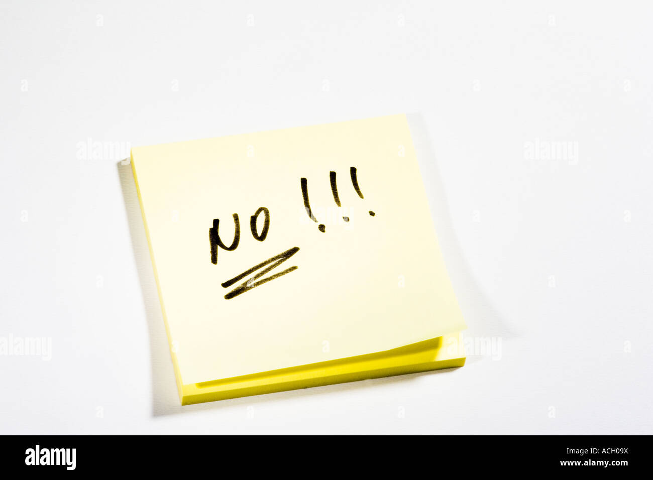 Yellow Post-It with NO - on white background Stock Photo - Alamy
