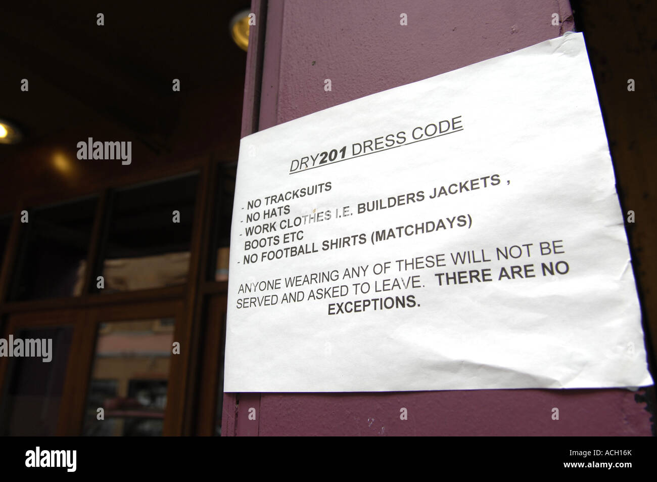 dry bar fac 101 manchester rules Stock Photo - Alamy