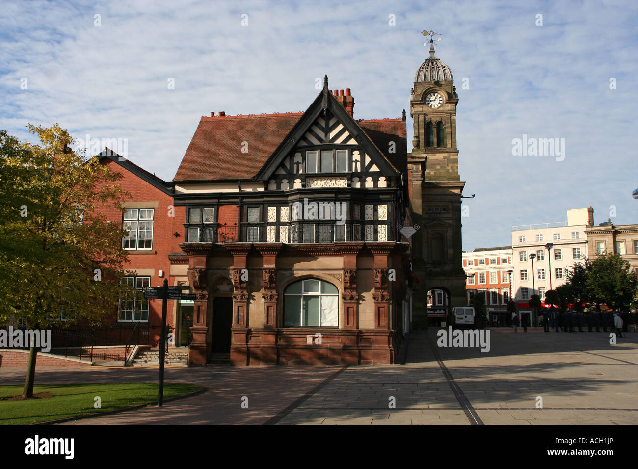 derby city centre market place guildhall derbyshire midlands england uk ...